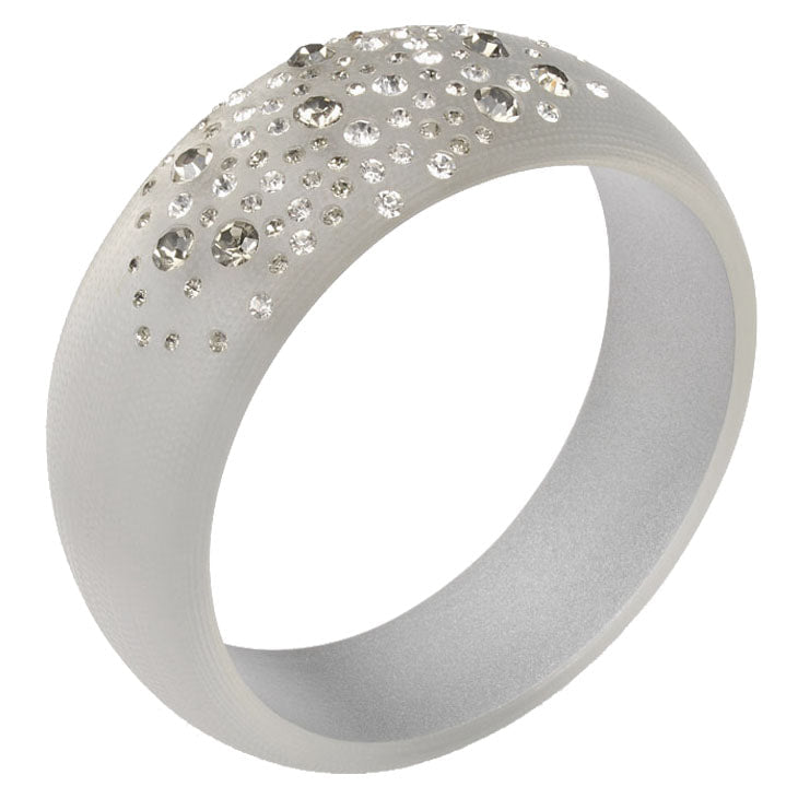 Silver-Grey Resin Bangle with Cubic Zirconia Detail– Lori
